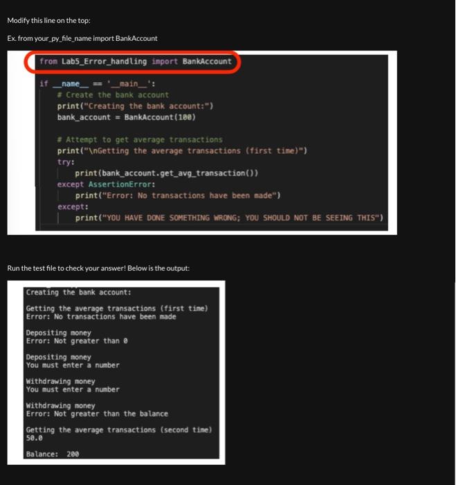 Solved Ex. from your_py_file_name import BankAccount from | Chegg.com