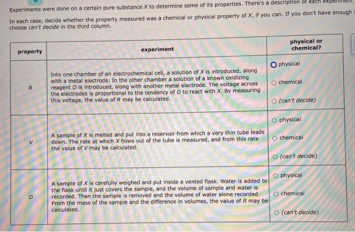 Solved Experiments were done on a certain pure substance X | Chegg.com