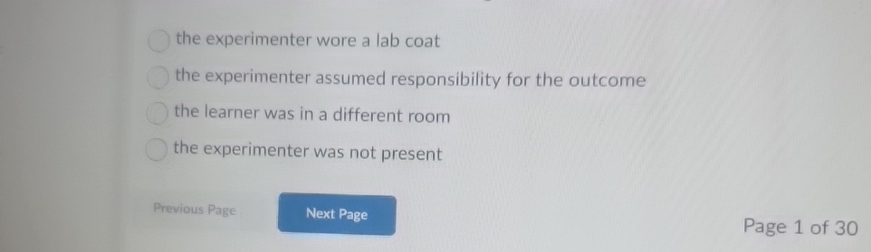 Solved the experimenter wore a lab coatthe experimenter | Chegg.com