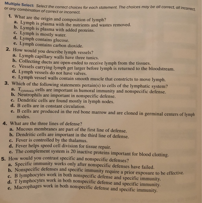 Solved Multiple Select: Select the correct choices for each | Chegg.com