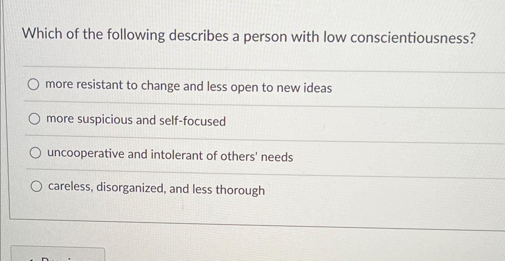 Solved Which of the following describes a person with low | Chegg.com