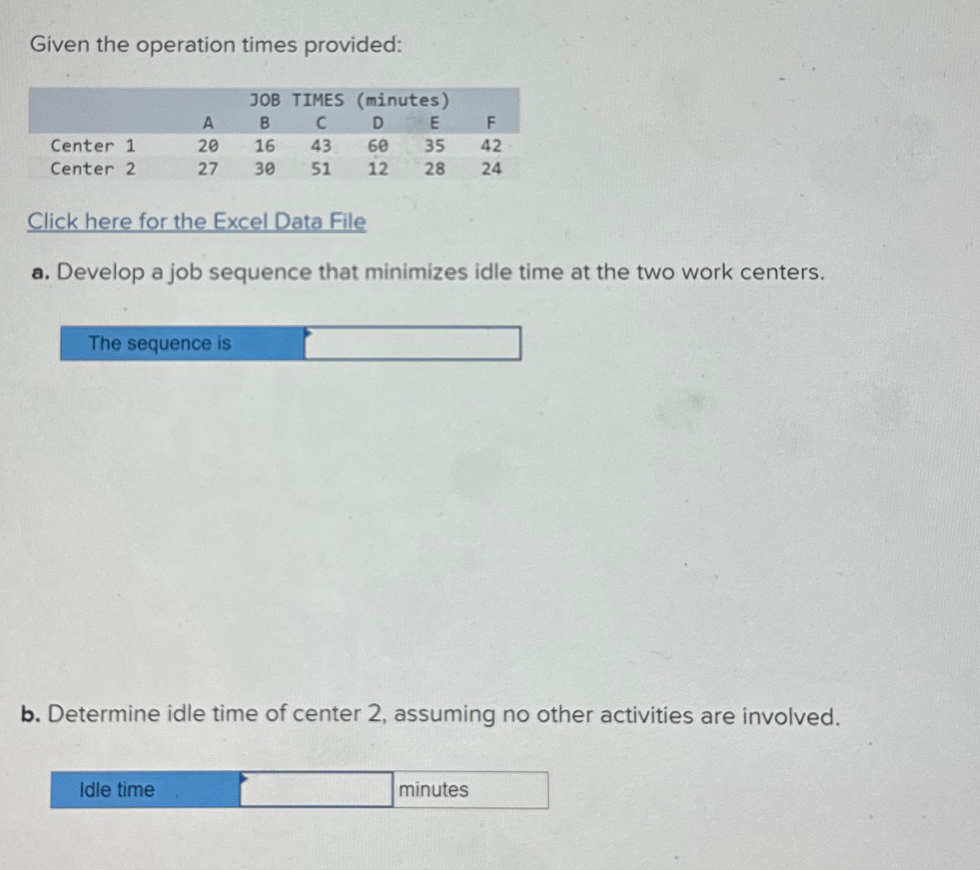 Solved Given the operation times | Chegg.com