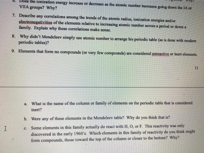 Solved Does the ionization energy increase or decrease as | Chegg.com