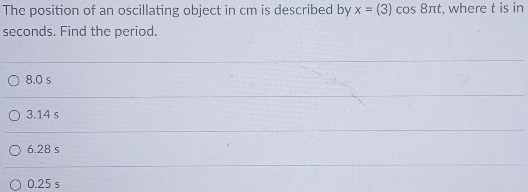 Solved The position of an oscillating object in cm ﻿is | Chegg.com