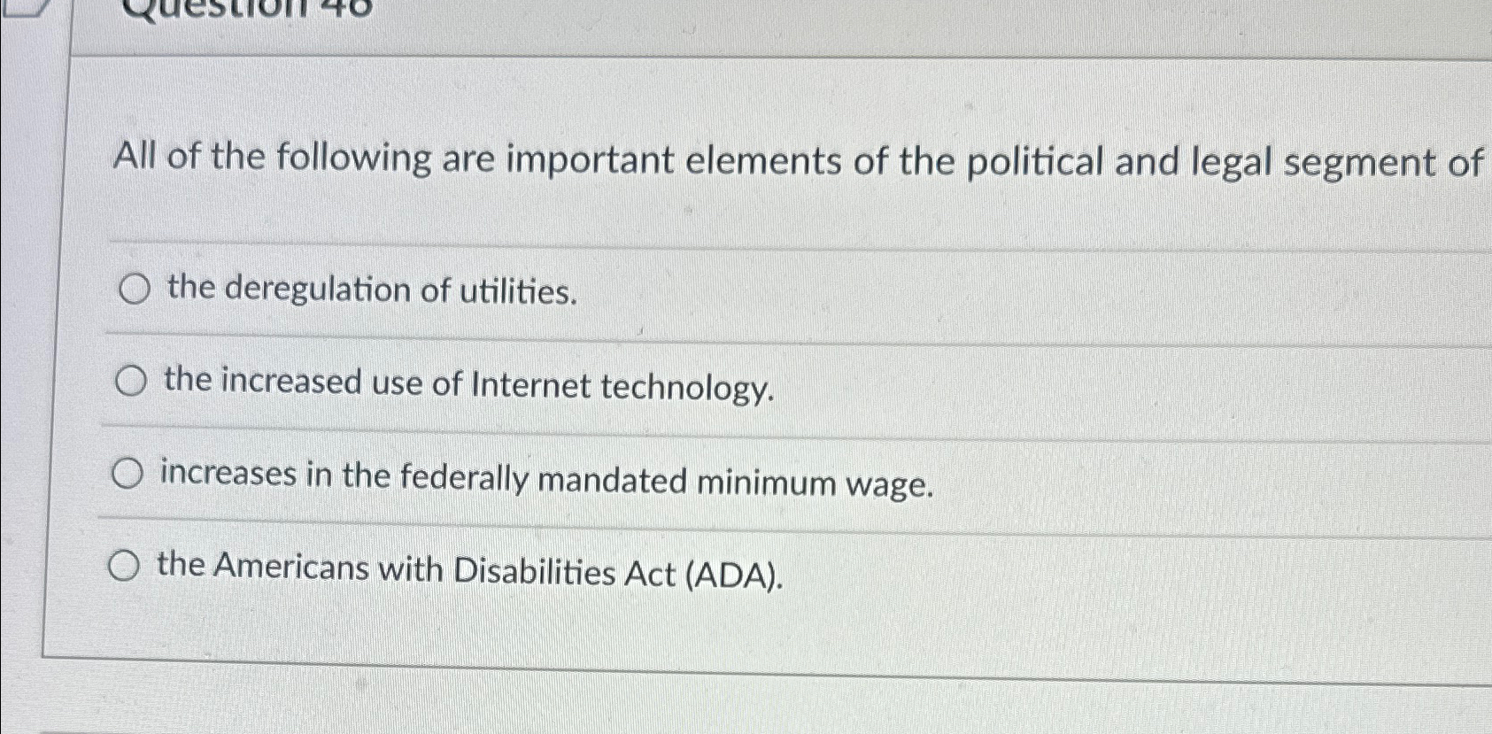 Solved All of the following are important elements of the | Chegg.com