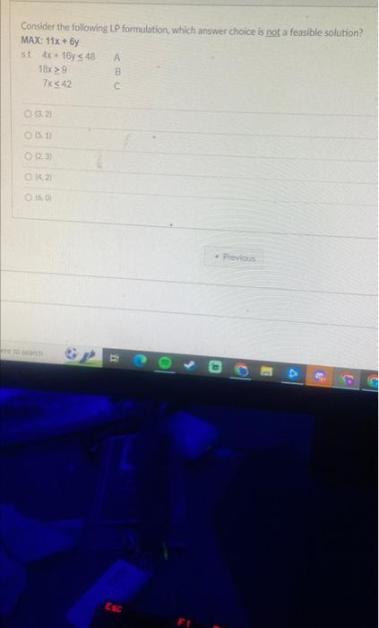 Solved Consider the following LP formulation which answer | Chegg.com