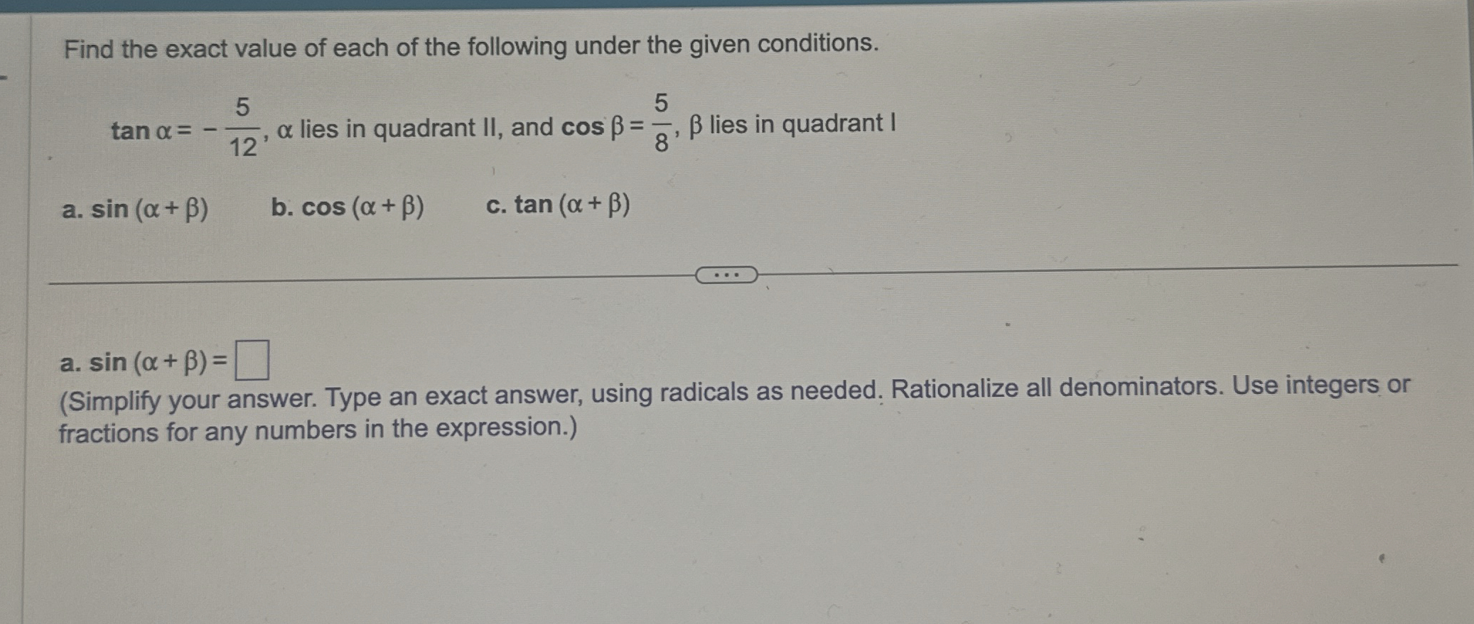 Solved Find the exact value of each of the following under | Chegg.com