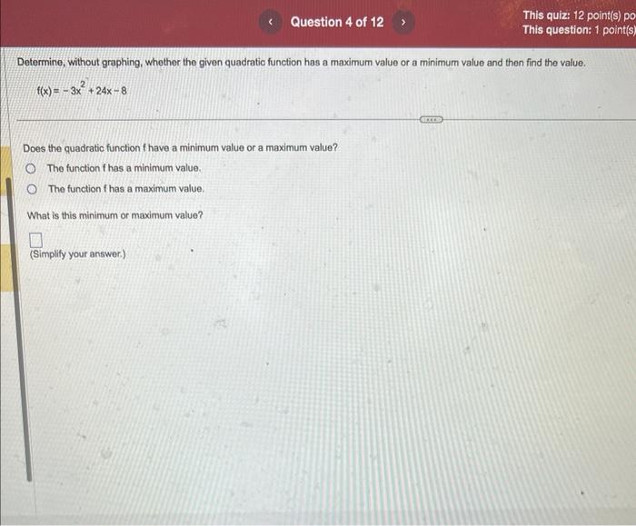Solved Determine, without graphing, whether the given | Chegg.com