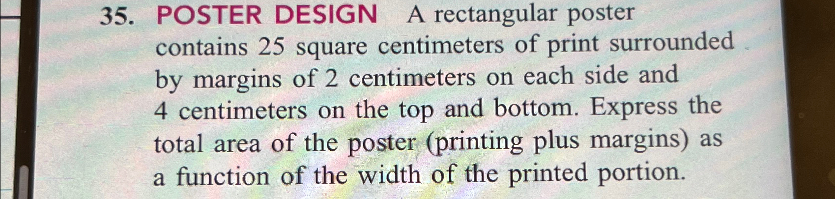 Solved POSTER DESIGN A rectangular poster contains 25 | Chegg.com