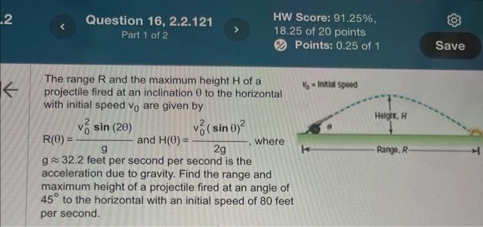 Solved The range R and the maximum height H of a projectile | Chegg.com