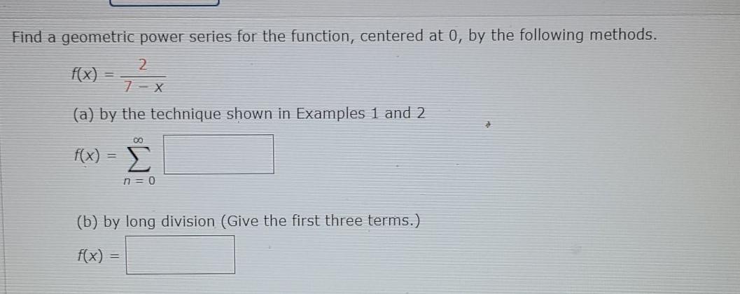 Solved Find a geometric power series for the function, | Chegg.com