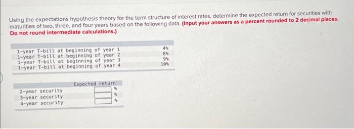 Solved Using the expectations hypothesis theory for the term | Chegg.com