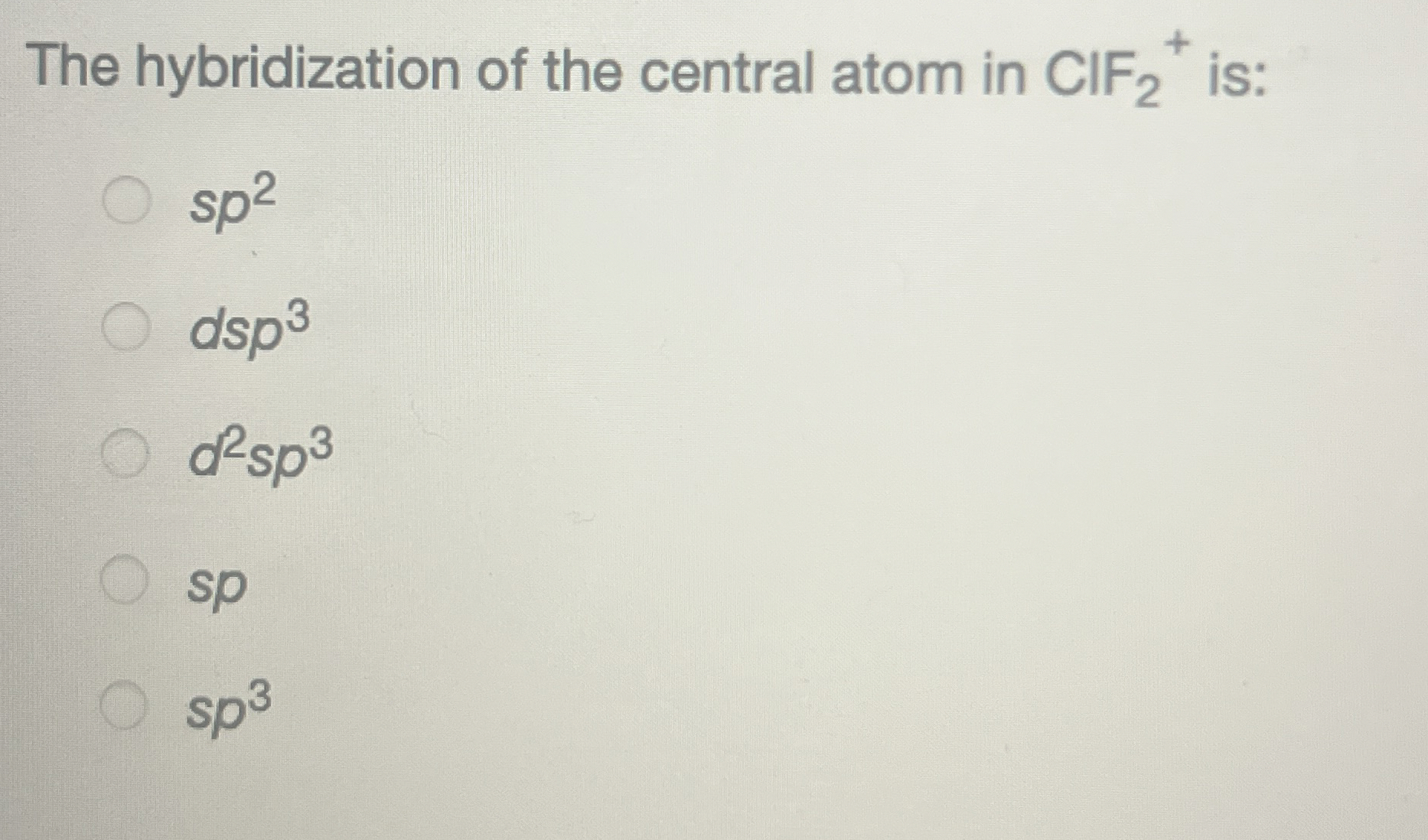 Solved The hybridization of the central atom in | Chegg.com