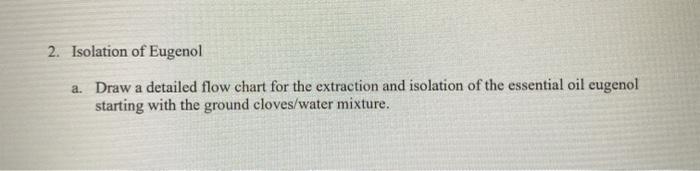 Solved 2. Isolation of Eugenol a. Draw a detailed flow chart | Chegg.com