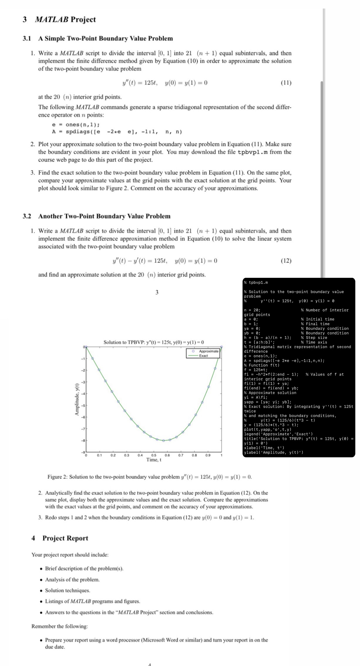 Solved 3 ﻿matl Ab Project31 ﻿a Simple Two Point Boundary