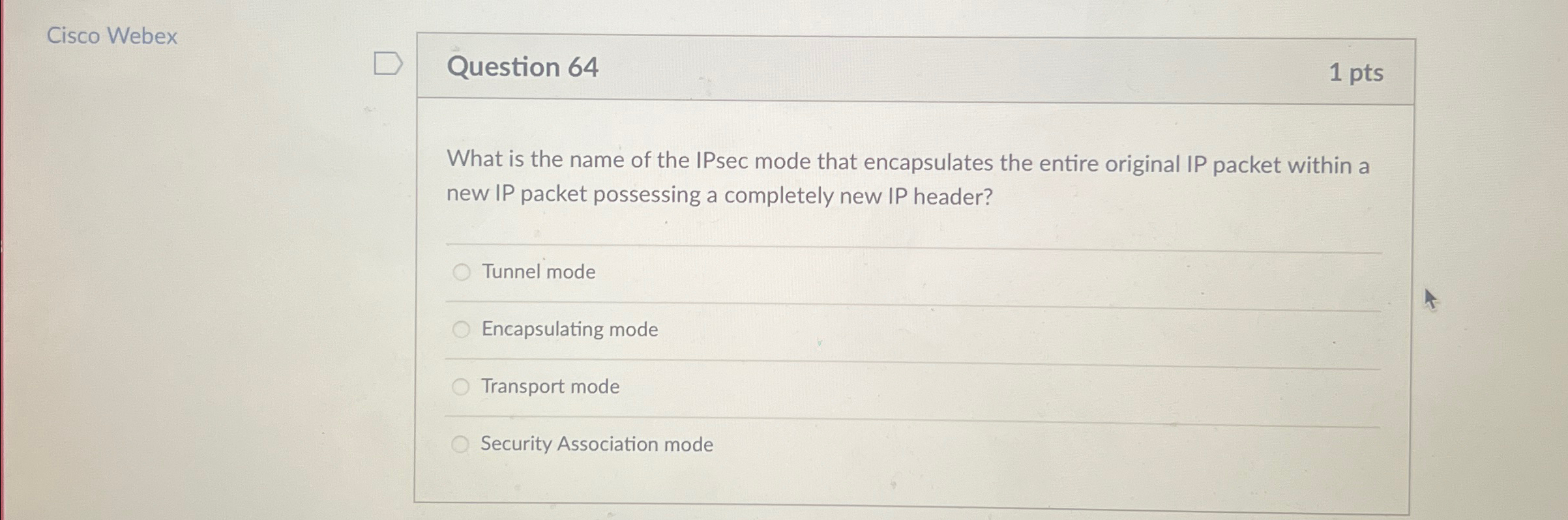 Solved Cisco WebexQuestion 641 ﻿ptsWhat is the name of the | Chegg.com