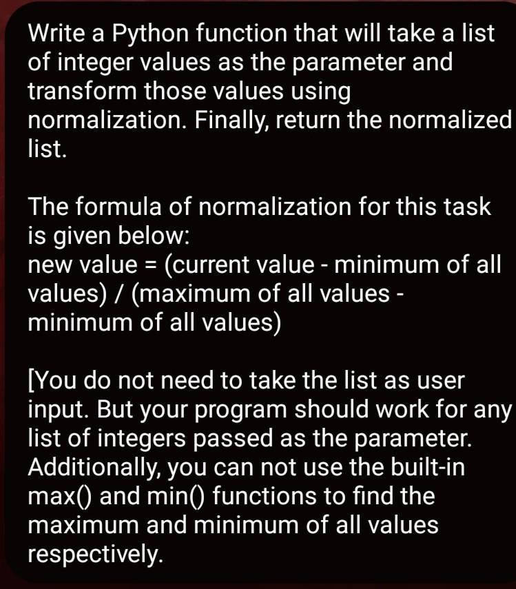 Solved Write a Python function that will take a list of | Chegg.com