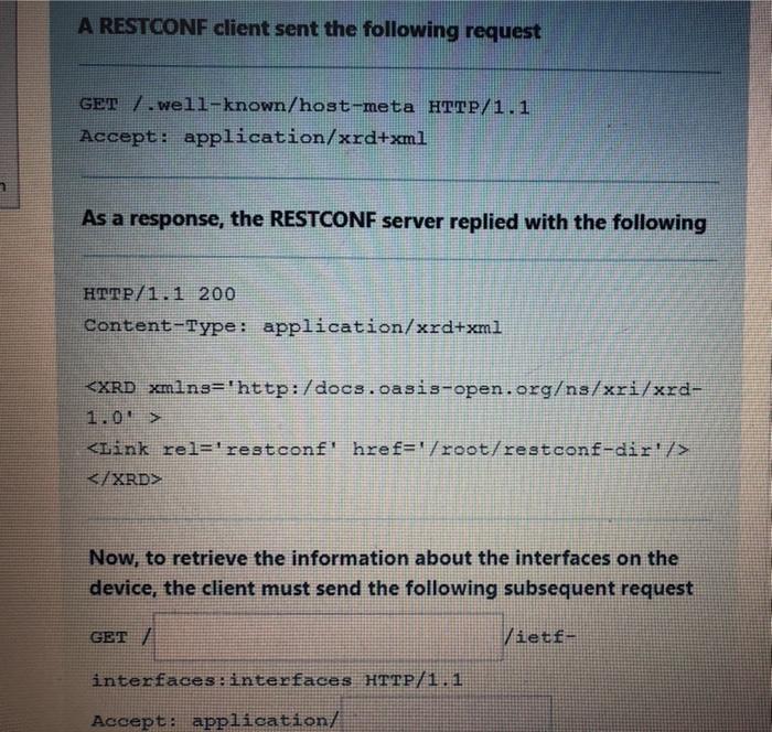 A RESTCONF client sent the following request GET | Chegg.com