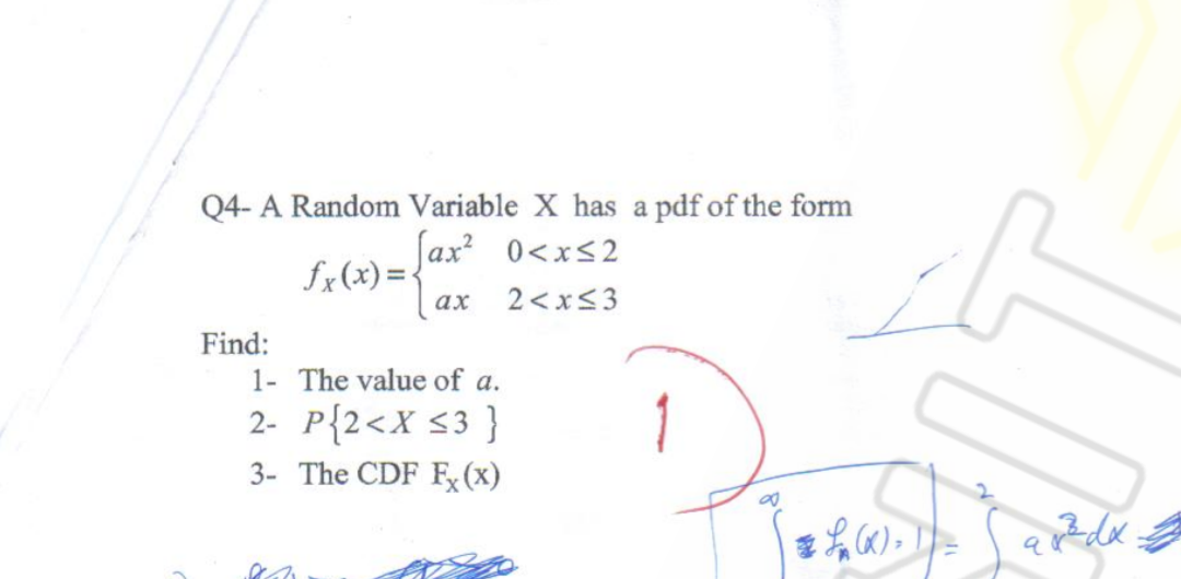 Solved Q4- ﻿A Random Variable X has a pdf of the formaFx(x) | Chegg.com