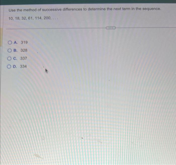 Solved Use the method of successive differences to determine | Chegg.com