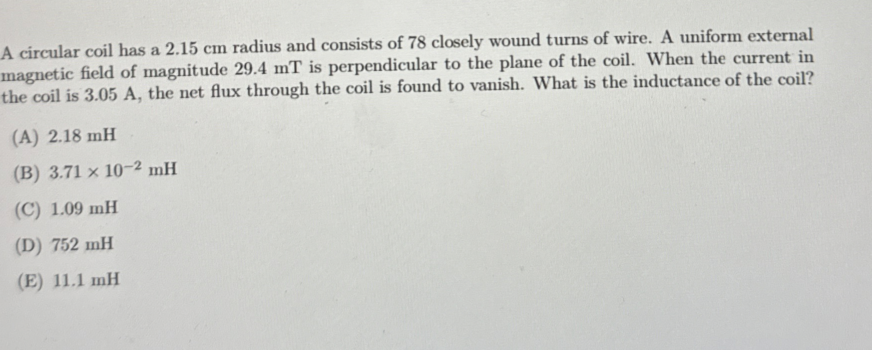 Solved A circular coil has a 2.15 ﻿cm radius and consists of | Chegg.com