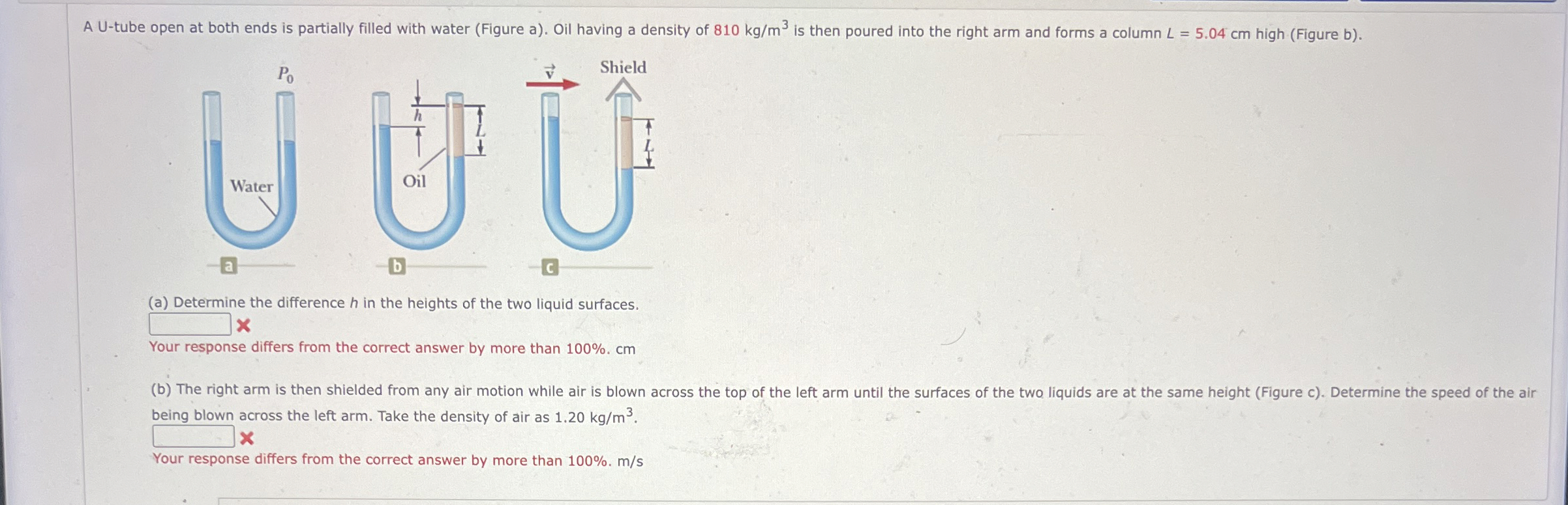 Solved A U-tube open at both ends is partially filled with | Chegg.com