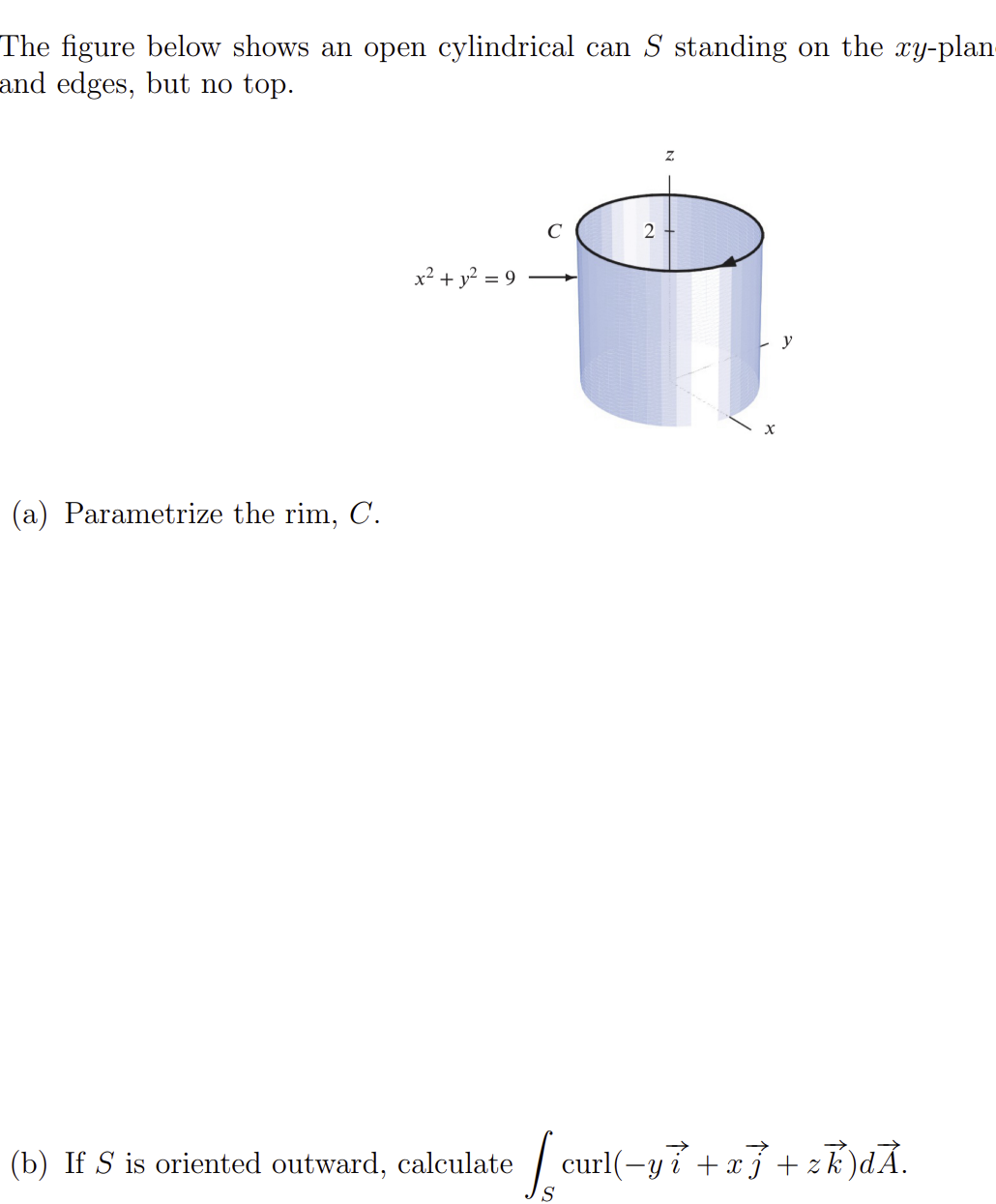 The figure below shows an open cylindrical can S | Chegg.com