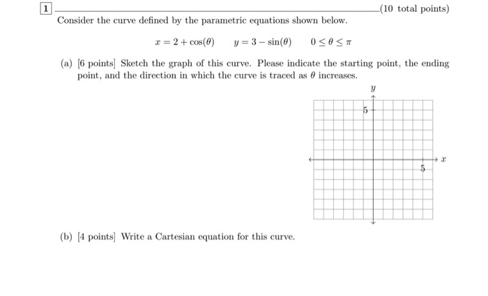 Solved (10 total points) 1 Consider the curve defined by the | Chegg.com