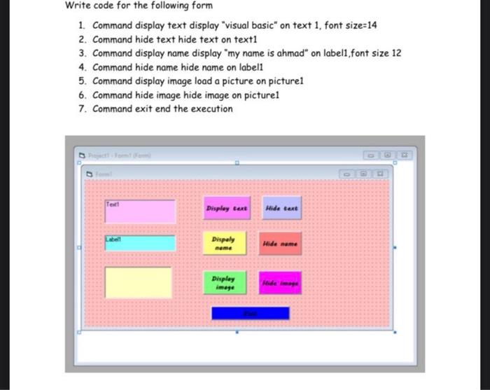 Solved Write code for the following form 1. Command display | Chegg.com