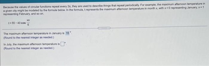 Solved Because the values of circular functions repeat every | Chegg.com
