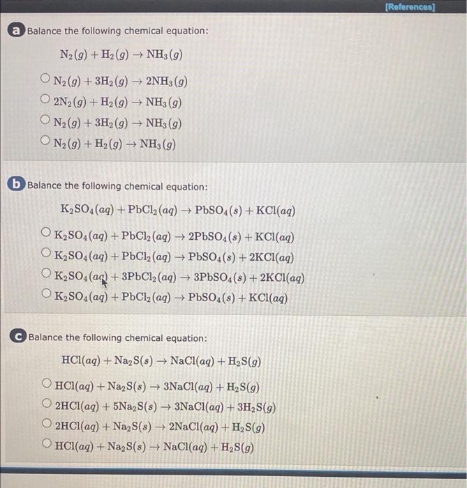 Solved Balance the following chemical equation: | Chegg.com