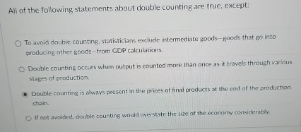 Solved All of the following statements about double counting | Chegg.com