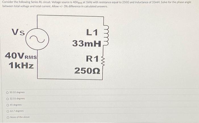 Solved Consider the following Series RL circuit. Voltage | Chegg.com