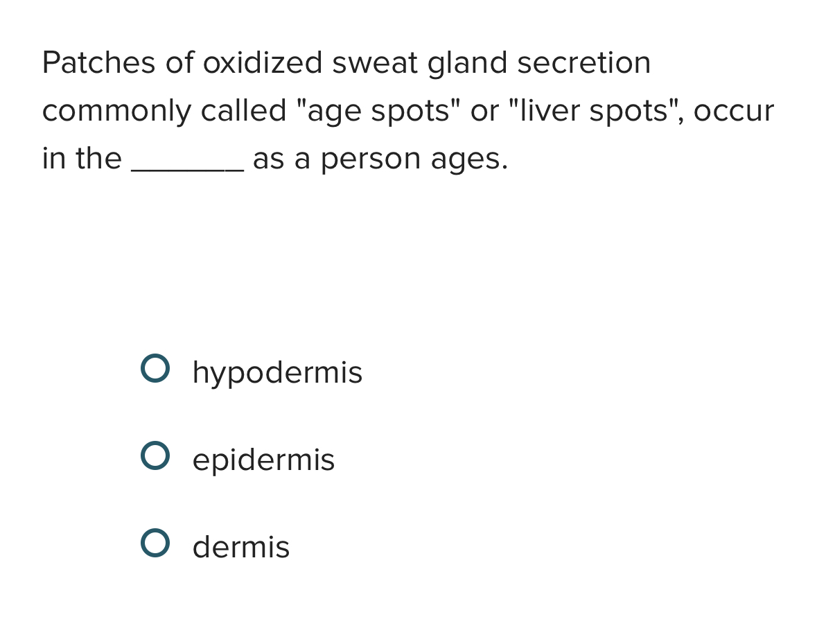 Solved Patches of oxidized sweat gland secretion commonly | Chegg.com