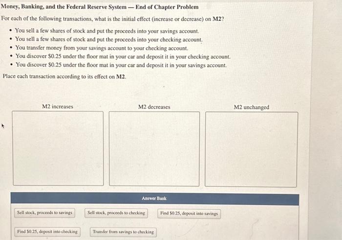 Solved Money, Banking, and the Federal Reserve System - End | Chegg.com