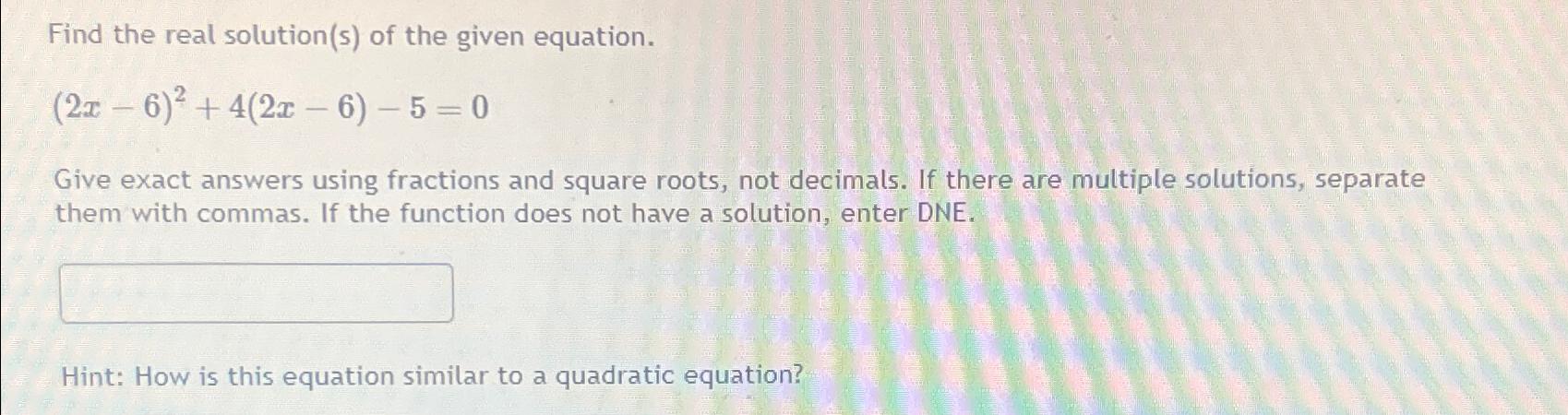 Find the real solution(s) ﻿of the given | Chegg.com