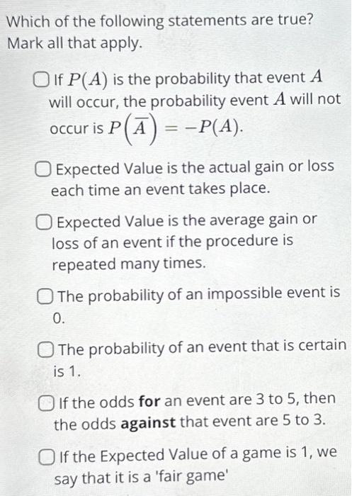 Solved Which of the following statements are true? Mark all | Chegg.com