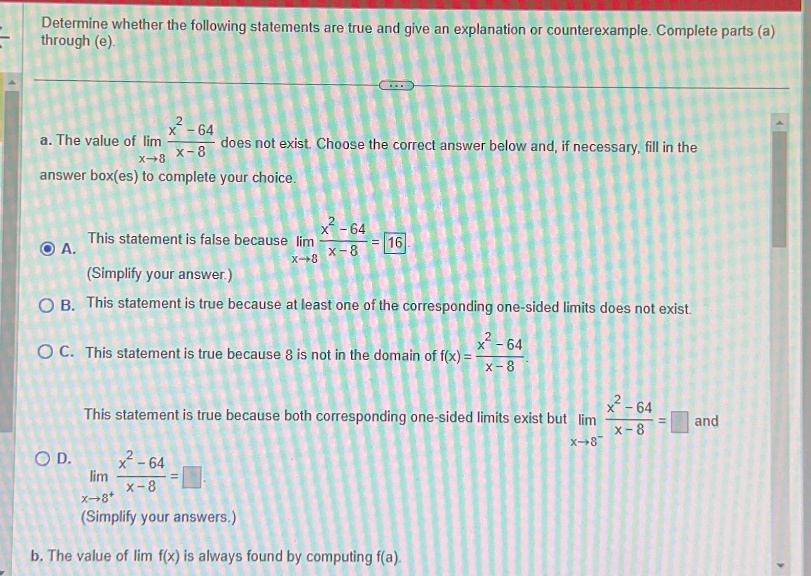 Solved Determine whether the following statements are true | Chegg.com