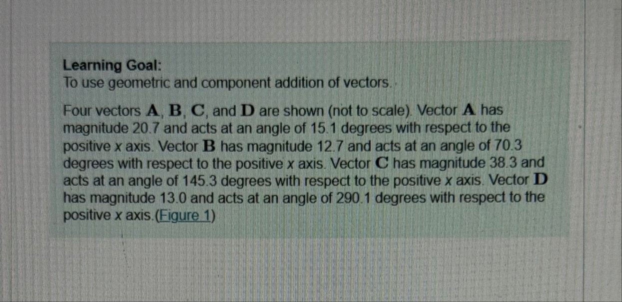 Learning Goal:To use geometric and component addition | Chegg.com