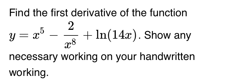 Solved Find the first derivative of the | Chegg.com