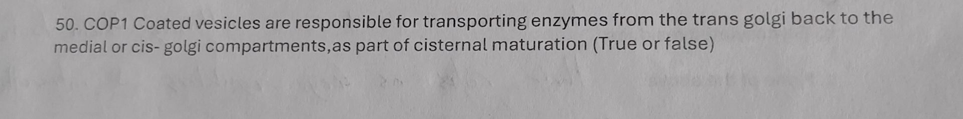 Solved COP1 ﻿Coated vesicles are responsible for | Chegg.com