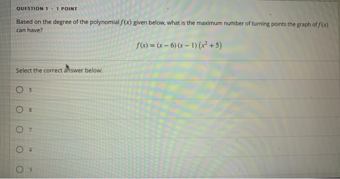 Solved QUESTION 1.1 POINT QUESTION 1 - 1 POINT Based on the | Chegg.com