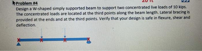 Solved Problem #4 Design a W-shaped simply supported beam to | Chegg.com