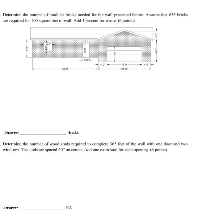 Solved Determine the number of modular bricks needed for the | Chegg.com