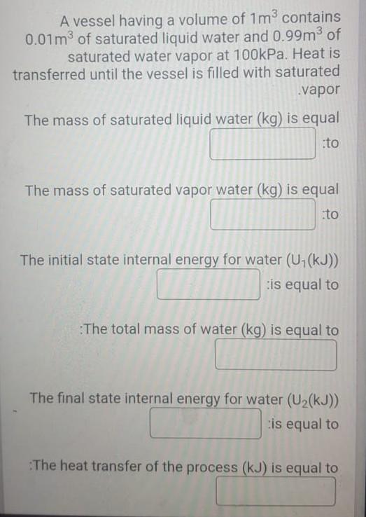 Solved A vessel having a volume of 1m3 contains 0.01mⓇ of | Chegg.com