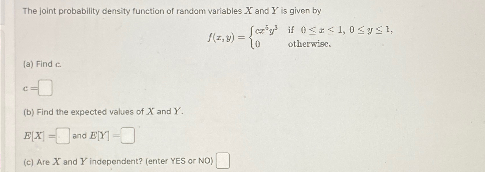 Solved The joint probability density function of random | Chegg.com