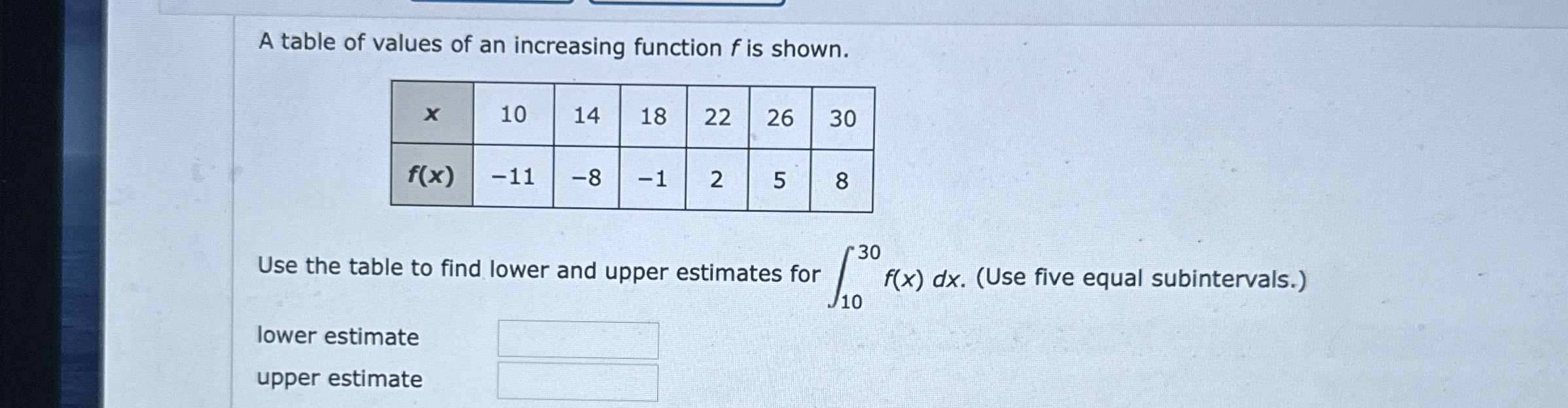 Solved A table of values of an increasing function f ﻿is | Chegg.com