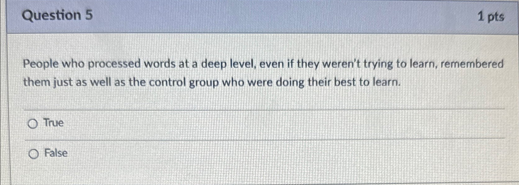 Solved Question 51 ﻿ptsPeople who processed words at a deep | Chegg.com