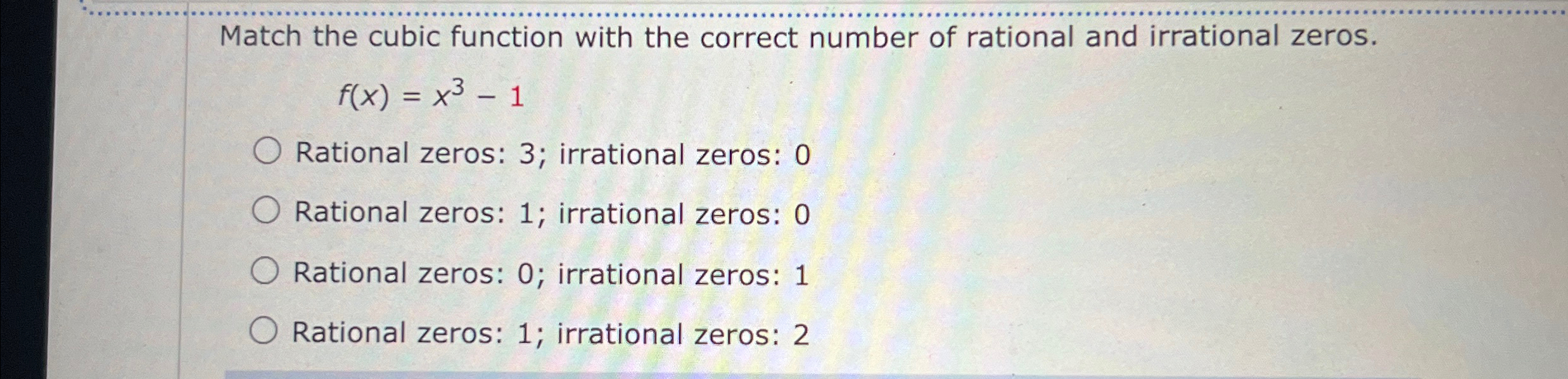 Solved Match the cubic function with the correct number of | Chegg.com