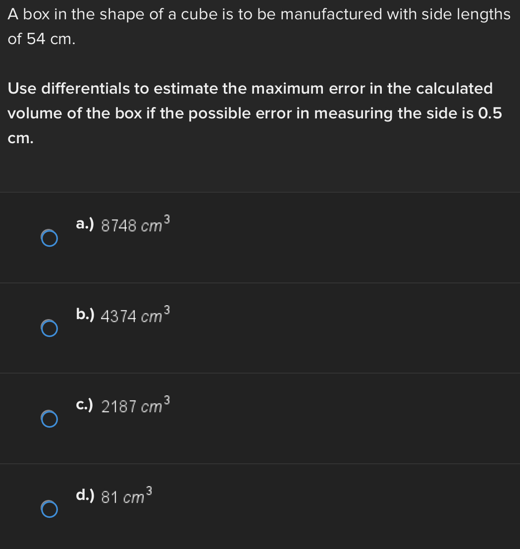 Solved A box in the shape of a cube is to be manufactured | Chegg.com